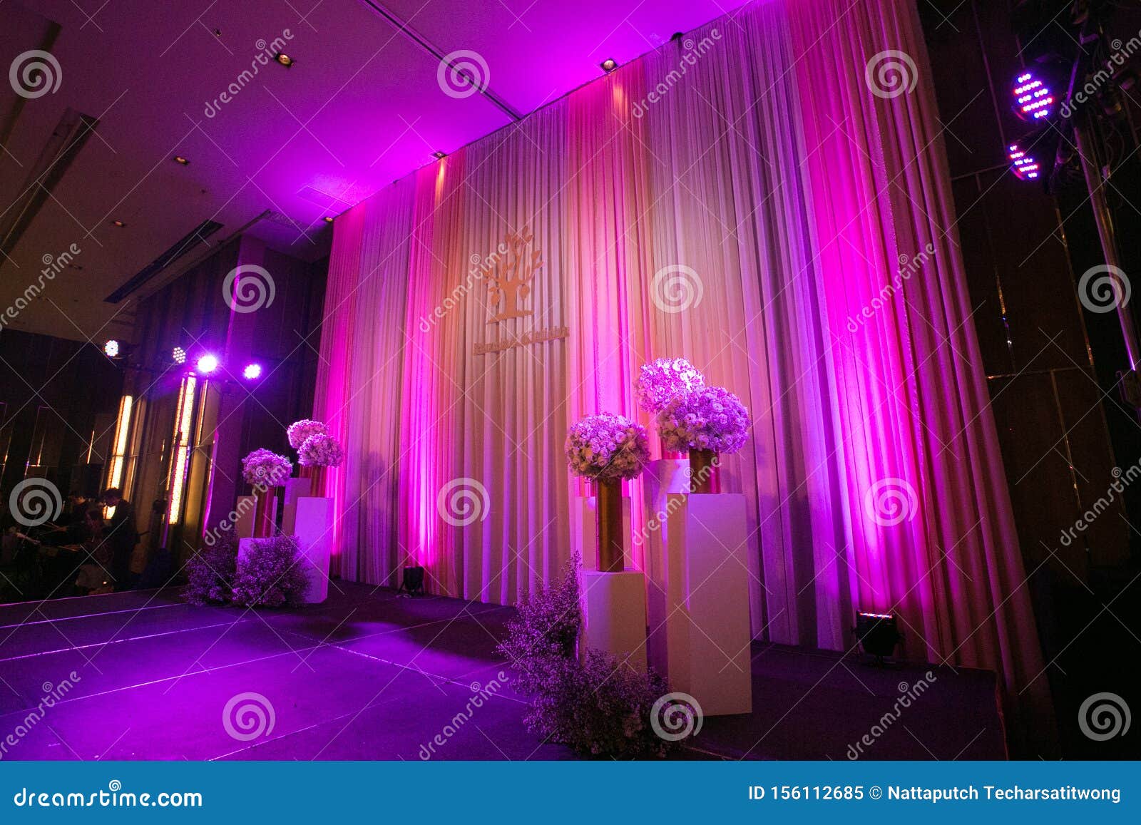 Beautiful Wedding Stage with Flowers Stock Image - Image of color ...
