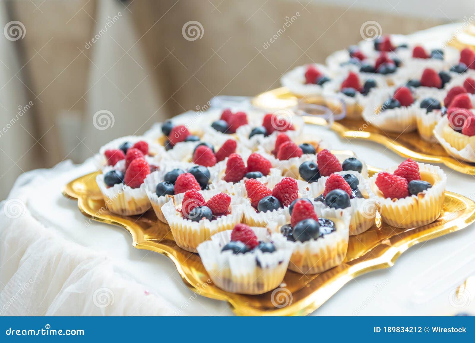 Beautiful Wedding Table Setting with Different Types of Dessert Stock ...