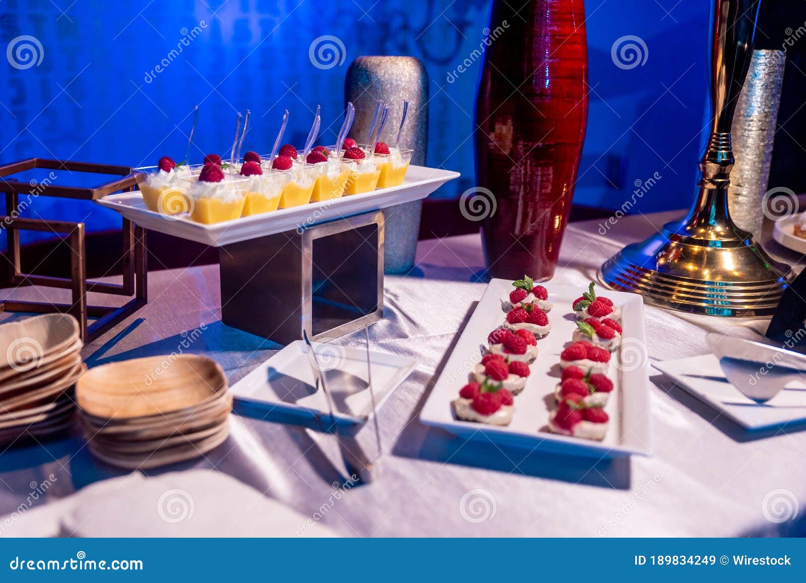 Beautiful Wedding Table Setting with Different Types of Dessert Stock ...