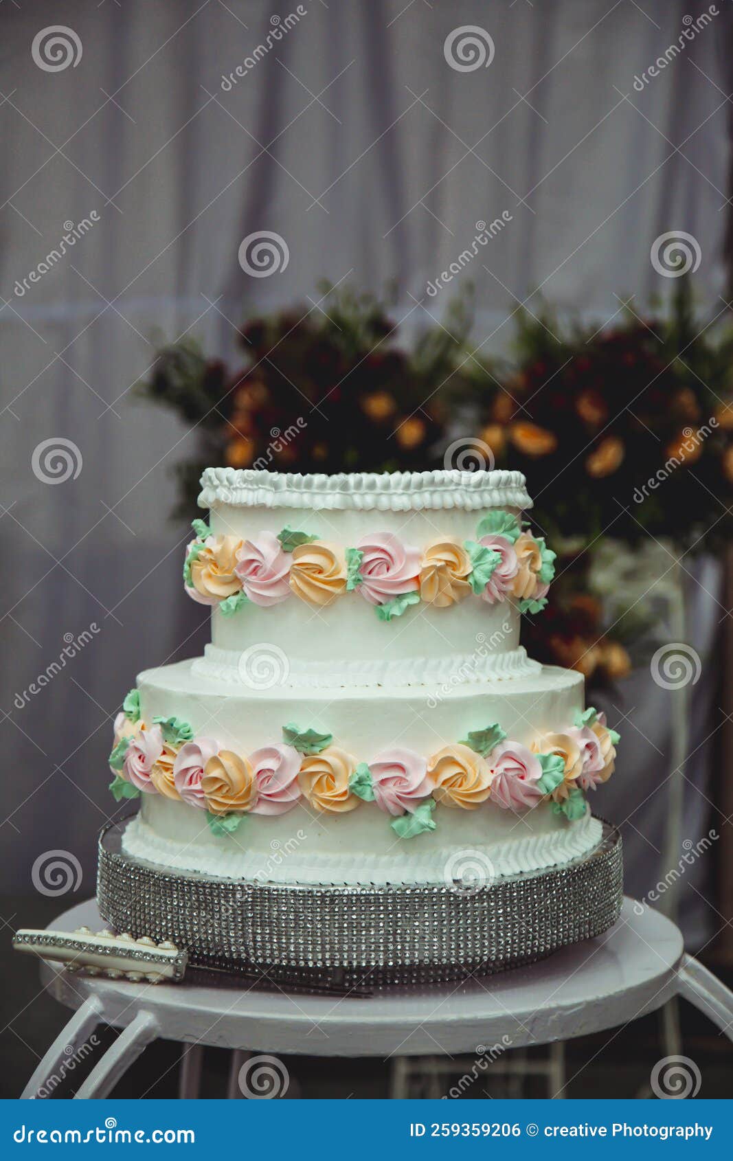 Beautiful weeding cake. stock photo. Image of pink, sweetness - 259359206