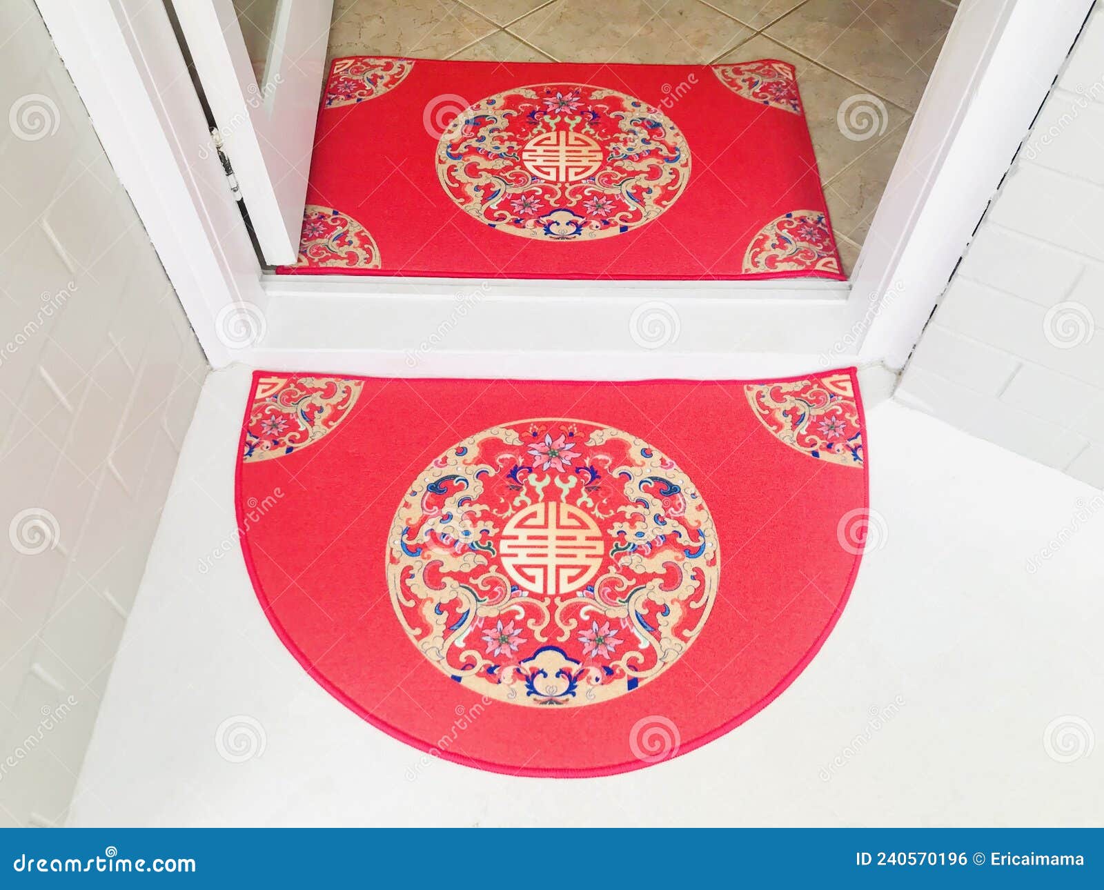 Beautiful Welcome Red Color Doormat. Stock Photo - Image of color ...