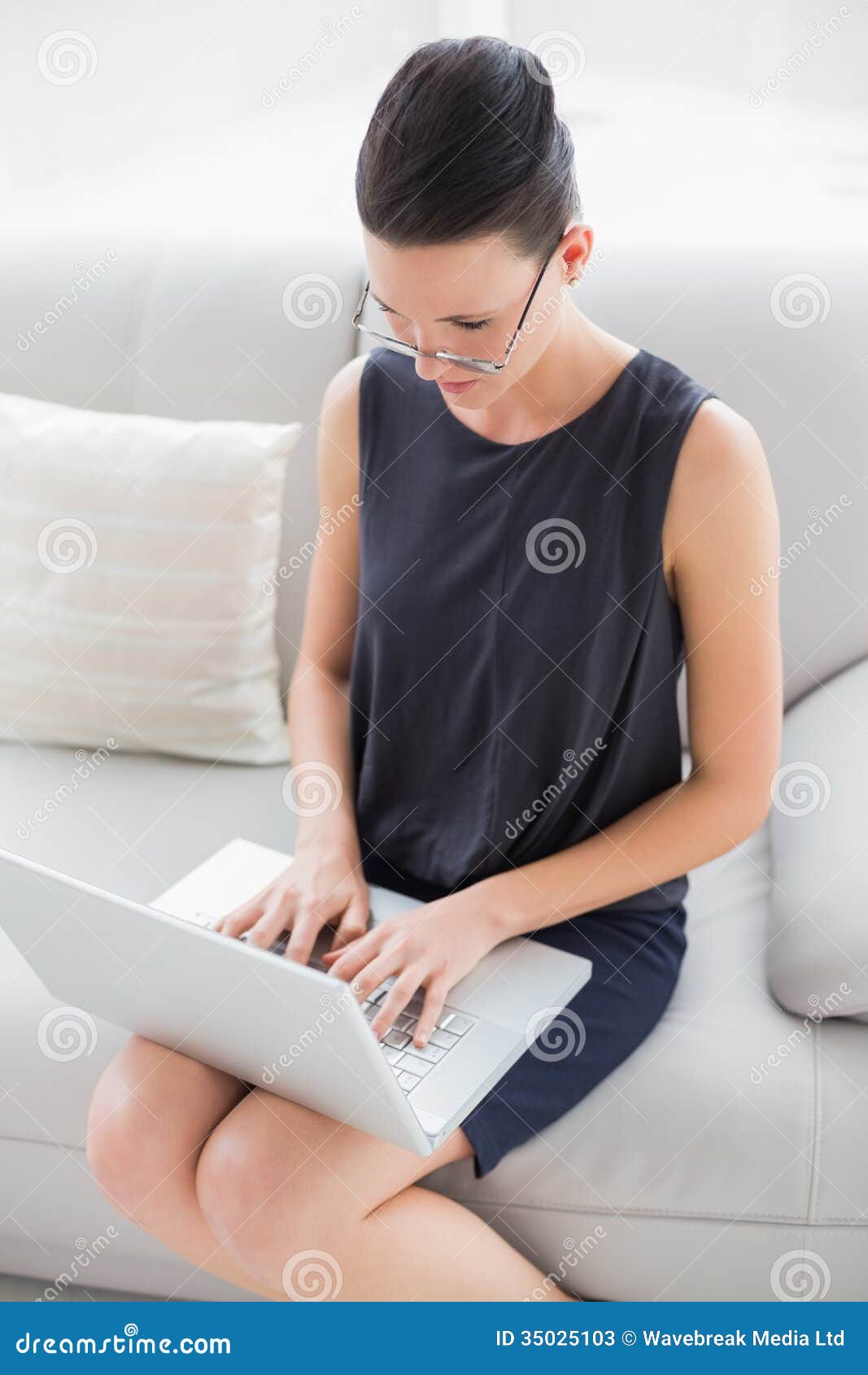 Beautiful Well Dressed Young Woman Using Laptop Stock Image - Image of ...
