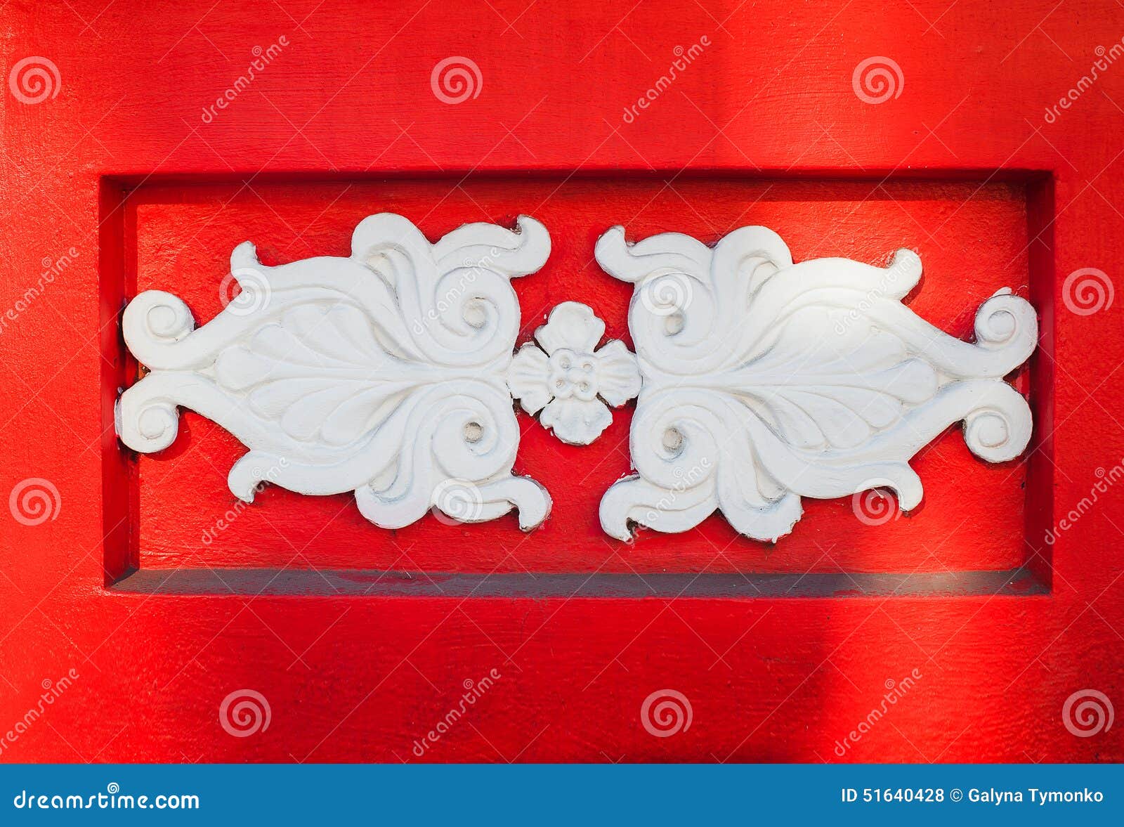 Beautiful White Architectural Relief Pattern on Red Background Stock ...
