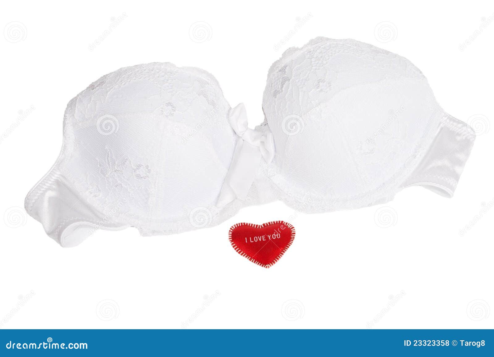 Beautiful White Bra with a Heart Isolated Stock Photo - Image of ...