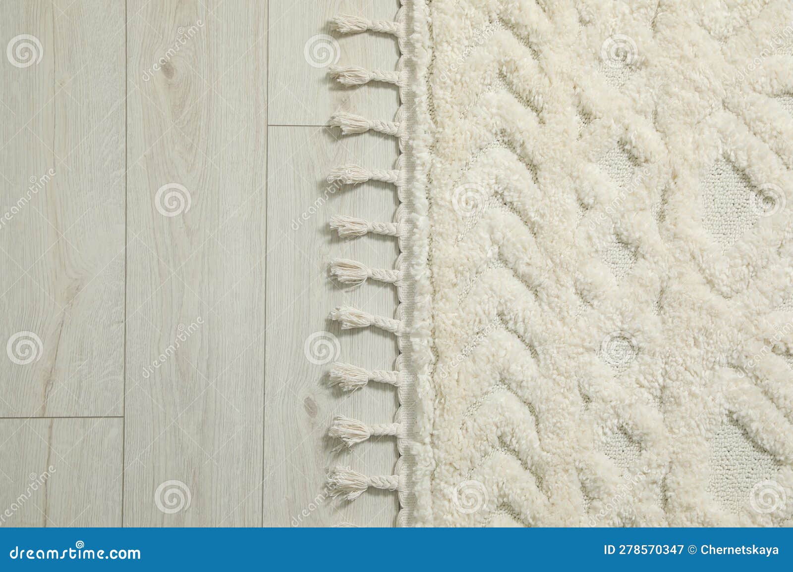 Beautiful White Carpet with Pattern on Floor, Top View. Space for Text ...