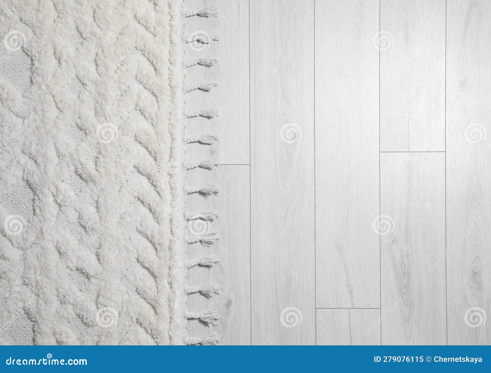 Beautiful White Carpet with Pattern on Floor, Top View. Space for Text ...