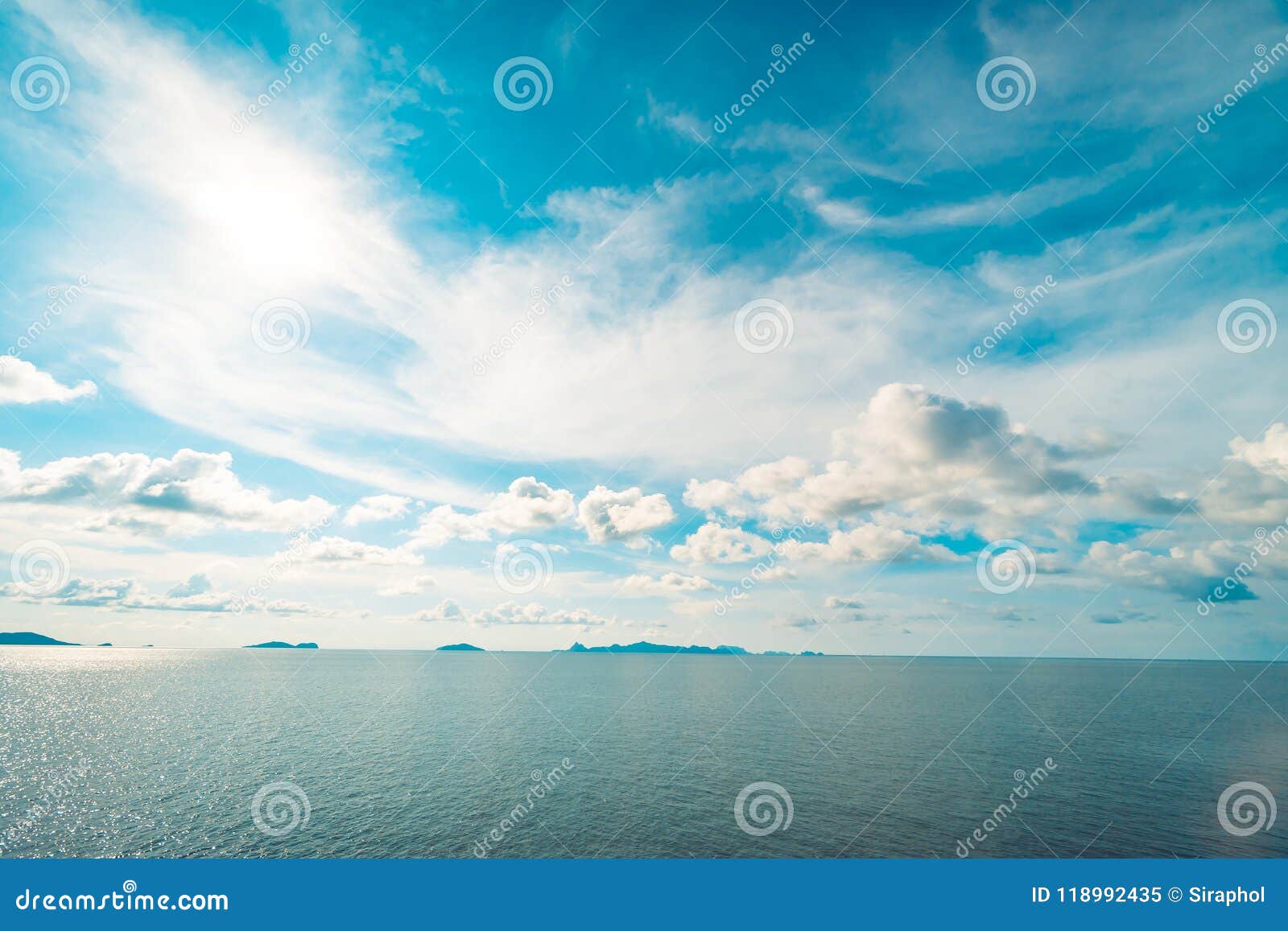 Beautiful White Cloud on Blue Sky and Sea or Ocean Stock Image - Image ...