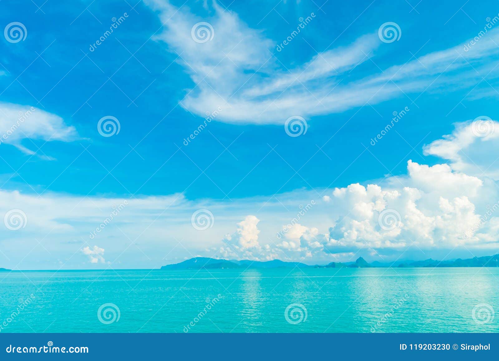 Beautiful White Cloud on Blue Sky and Sea or Ocean Stock Photo - Image ...