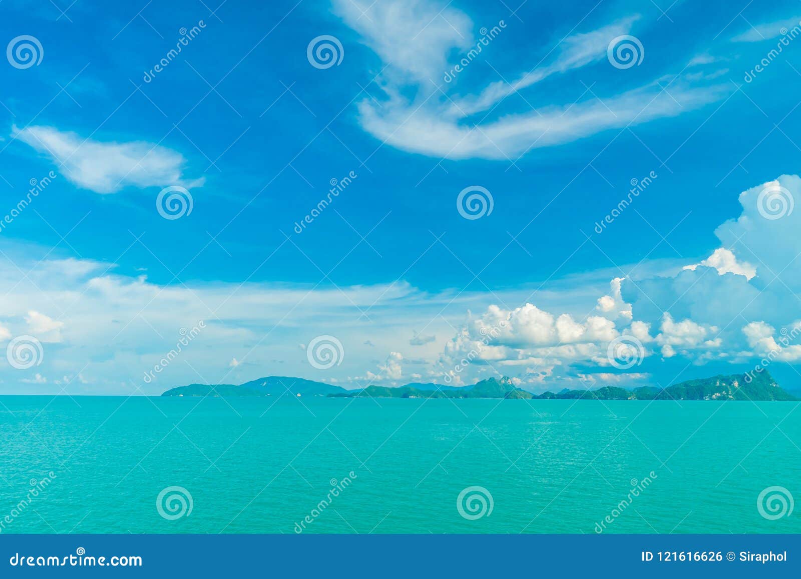 Beautiful White Cloud on Blue Sky and Sea or Ocean Stock Photo - Image ...