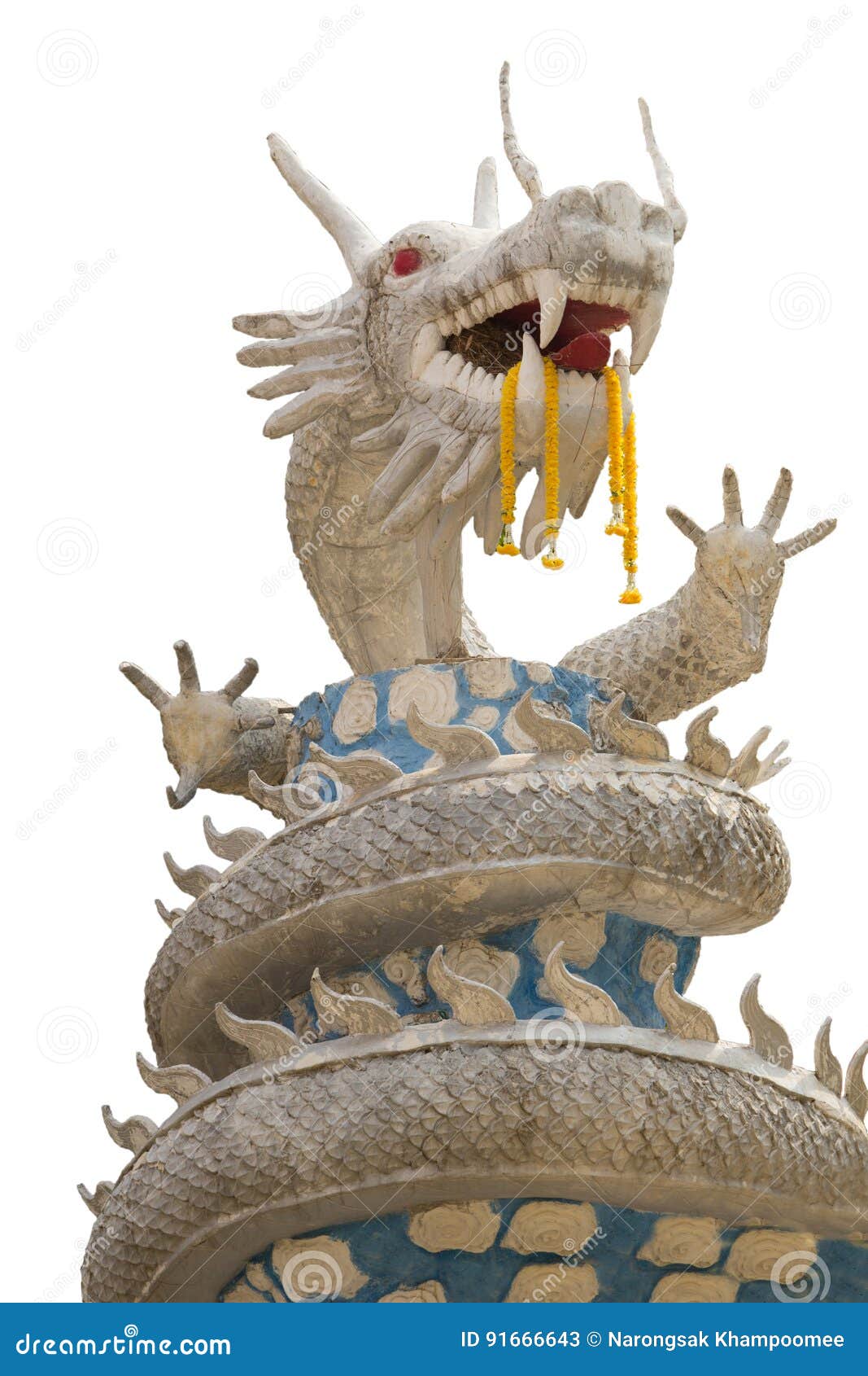 Beautiful White Dragon Statue on White Background Stock Image - Image ...