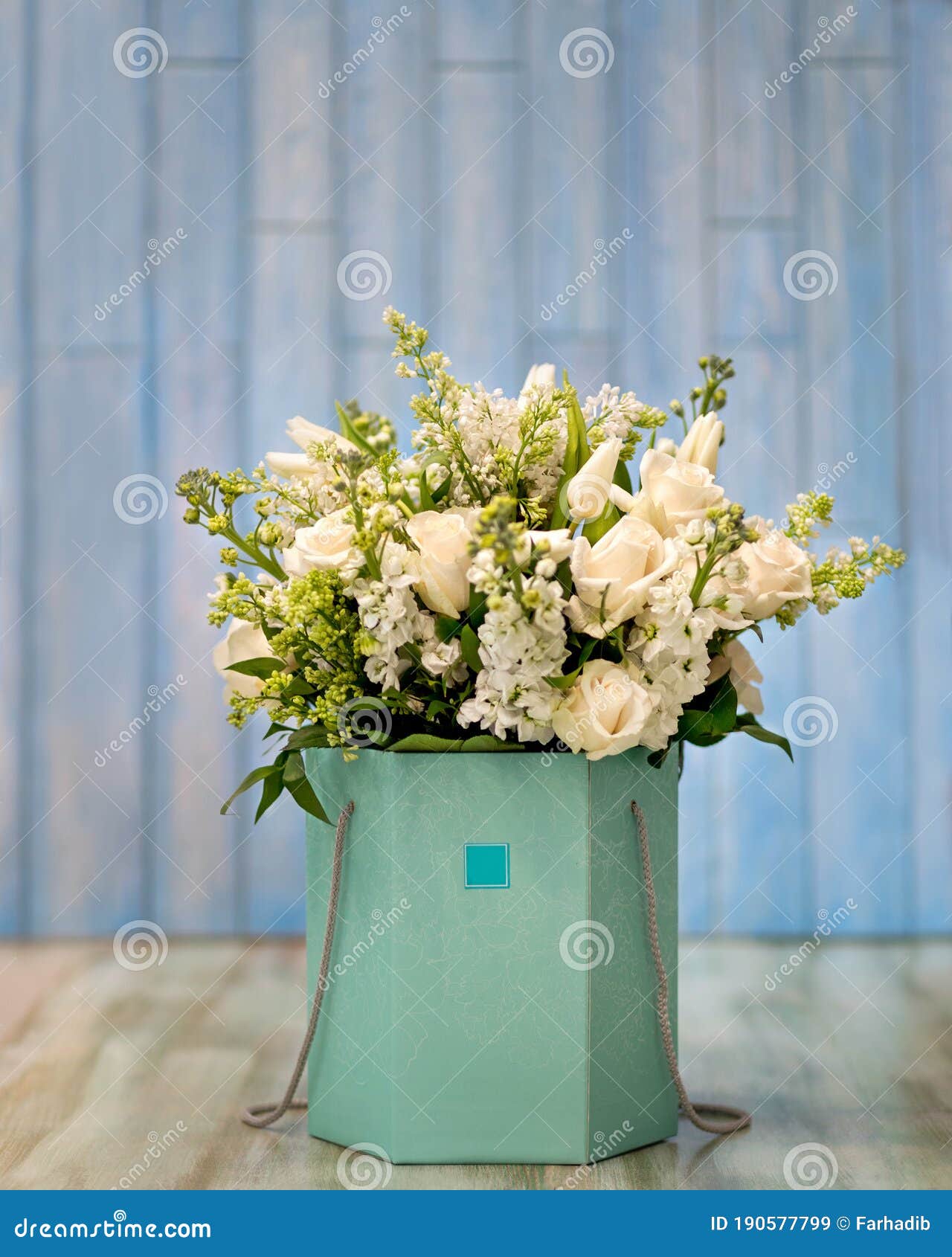 Beautiful White Flower Bouquet in the Box Stock Image - Image of ...
