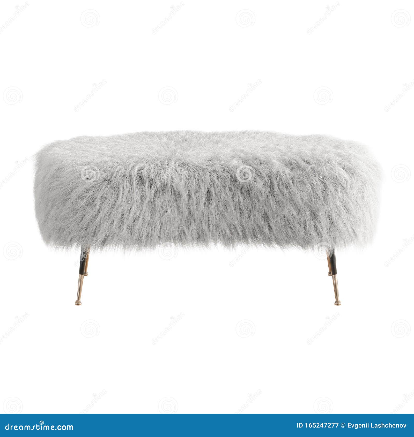 Beautiful White Fluffy Bench Made of Wool on an Isolated Background. 3D ...