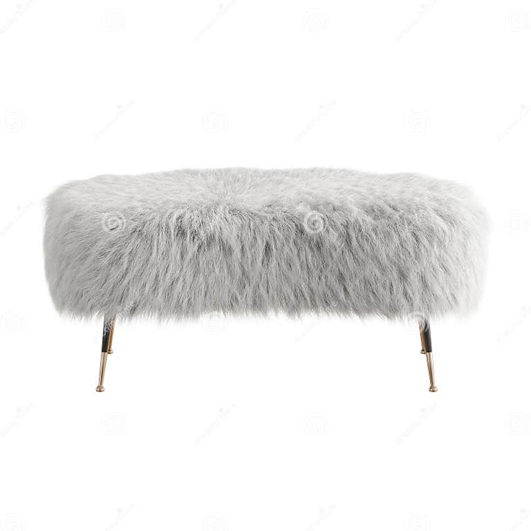 Beautiful White Fluffy Bench Made of Wool on an Isolated Background. 3D ...