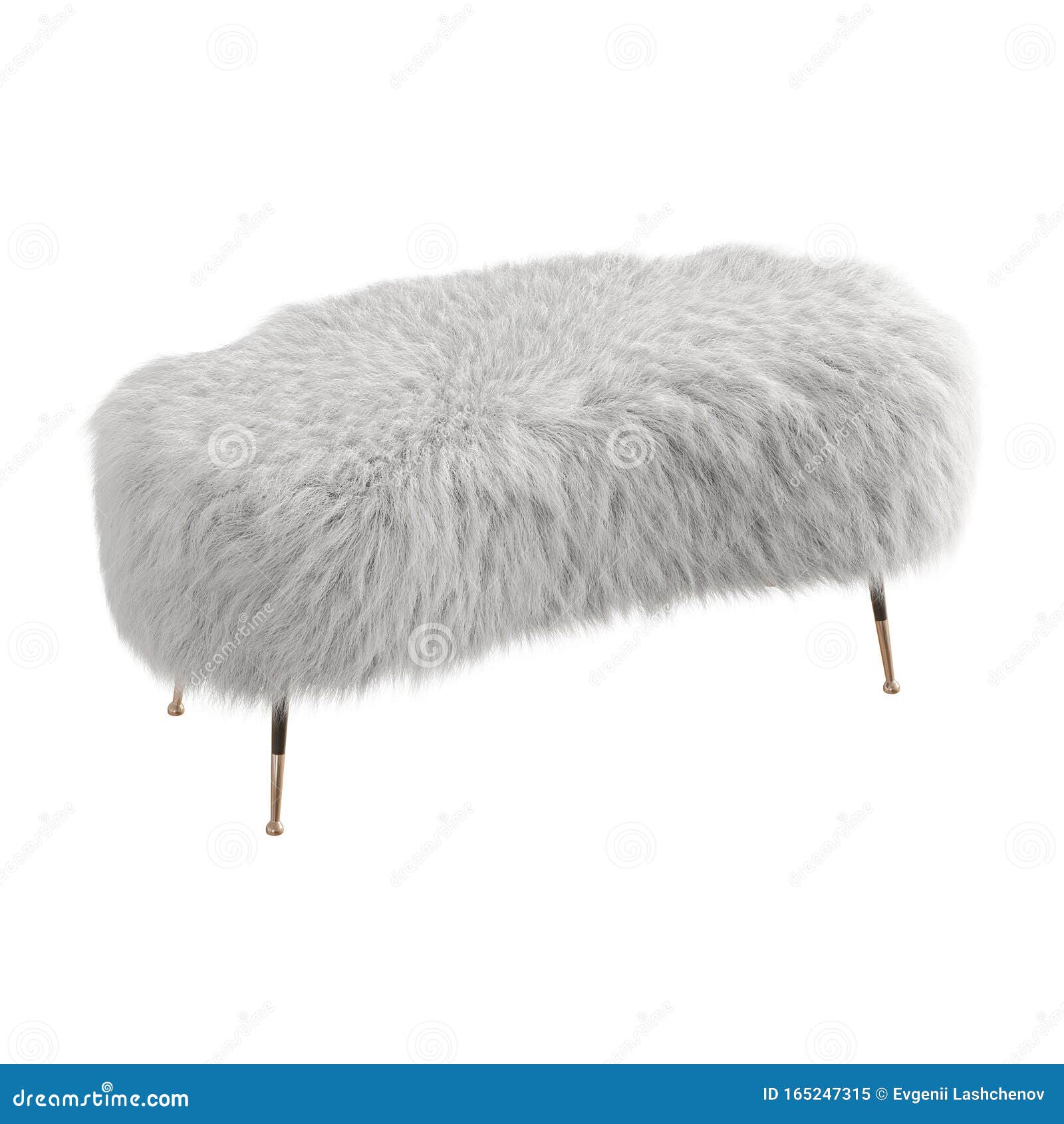 Beautiful White Fluffy Bench Made of Wool on an Isolated Background. 3D ...