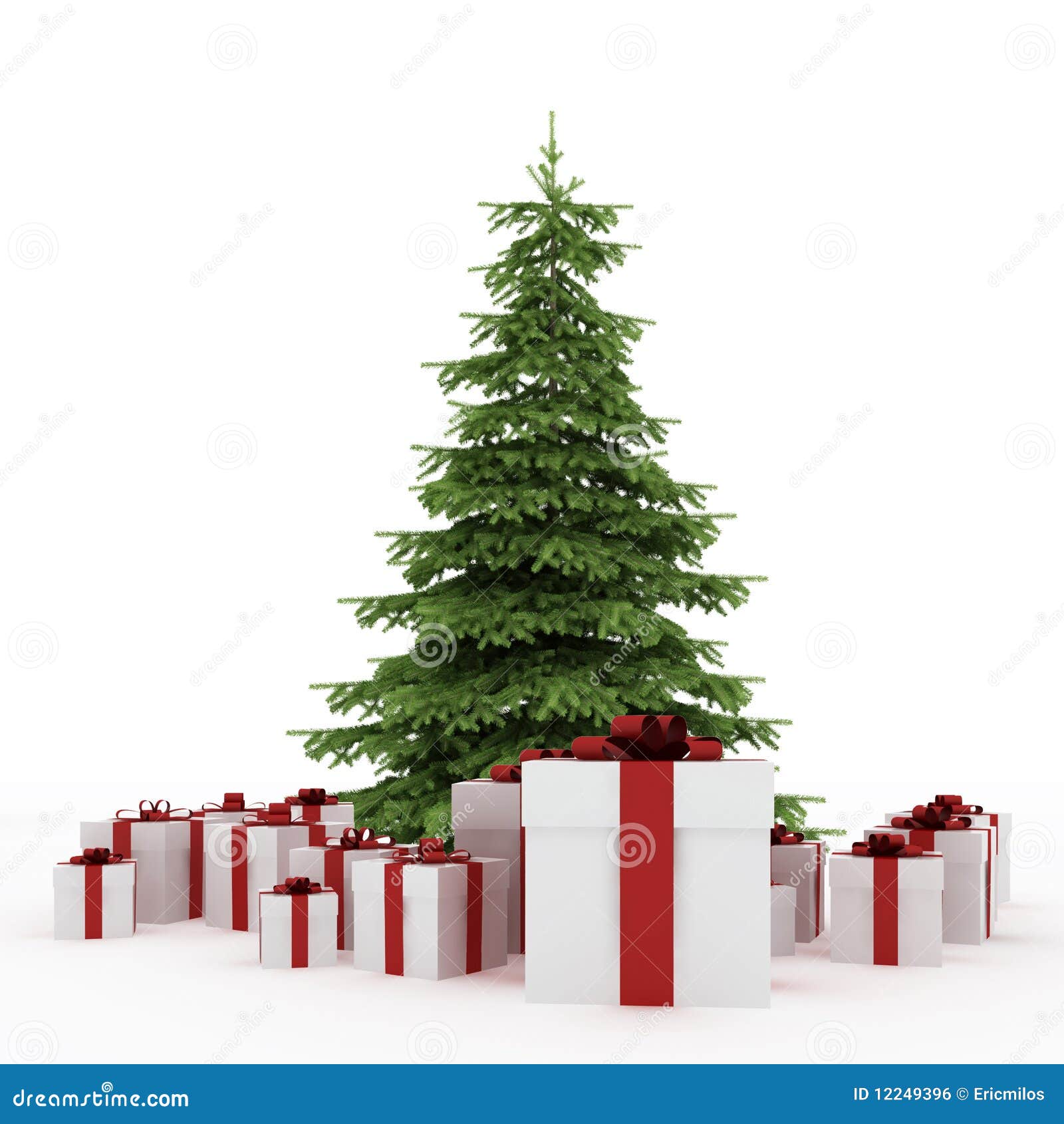 Beautiful White Gift Boxes with Christmas Tree Stock Illustration ...