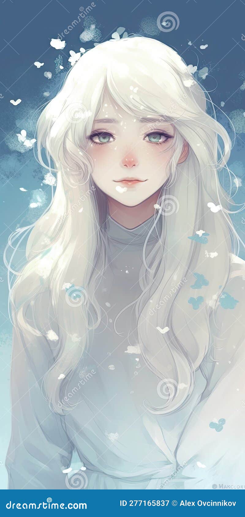 Beautiful White-Haired Woman Portrait Drawing for Creative Projects ...