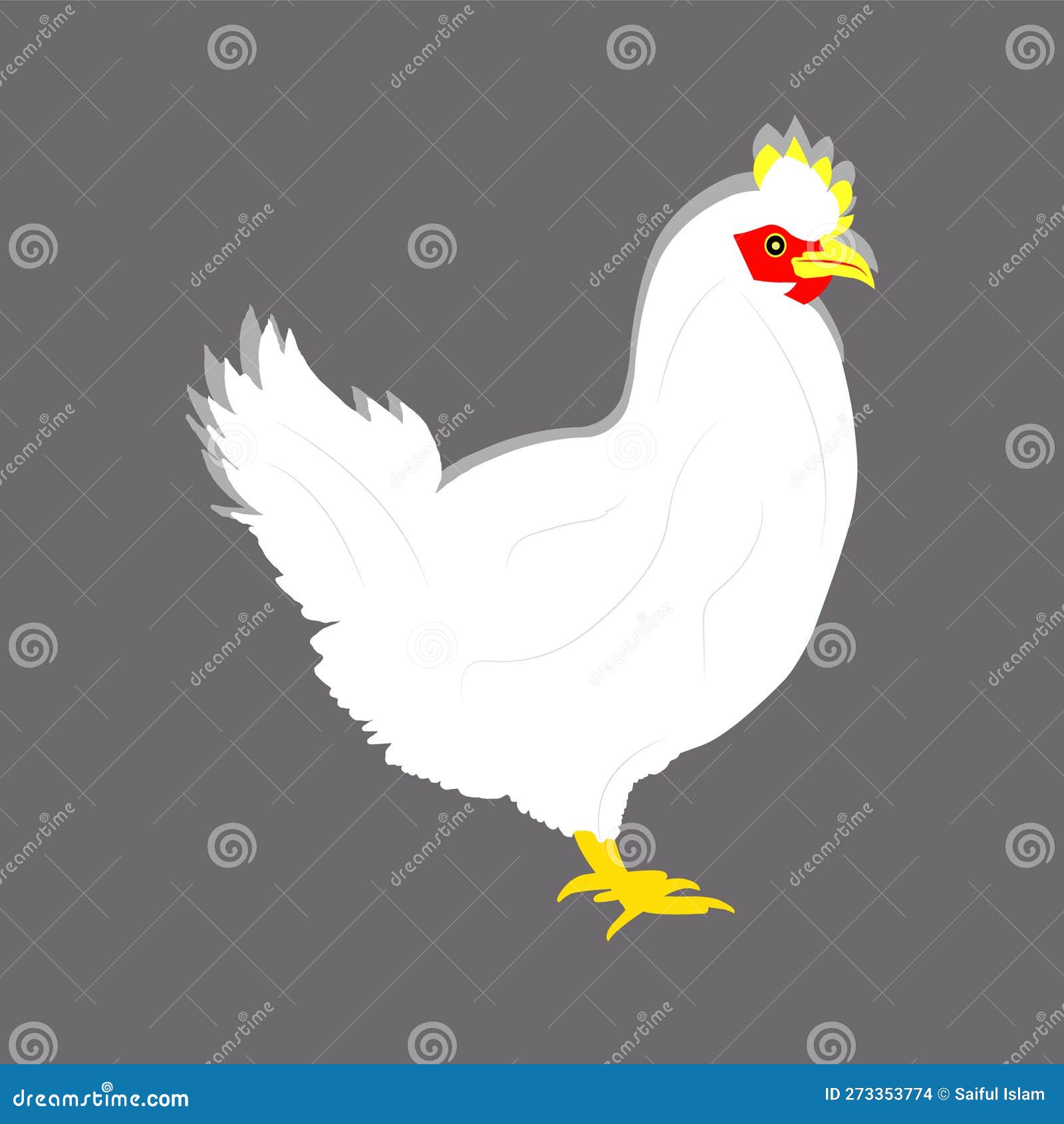 A Beautiful White Hen Vector Art Work Illustration. Stock Vector ...