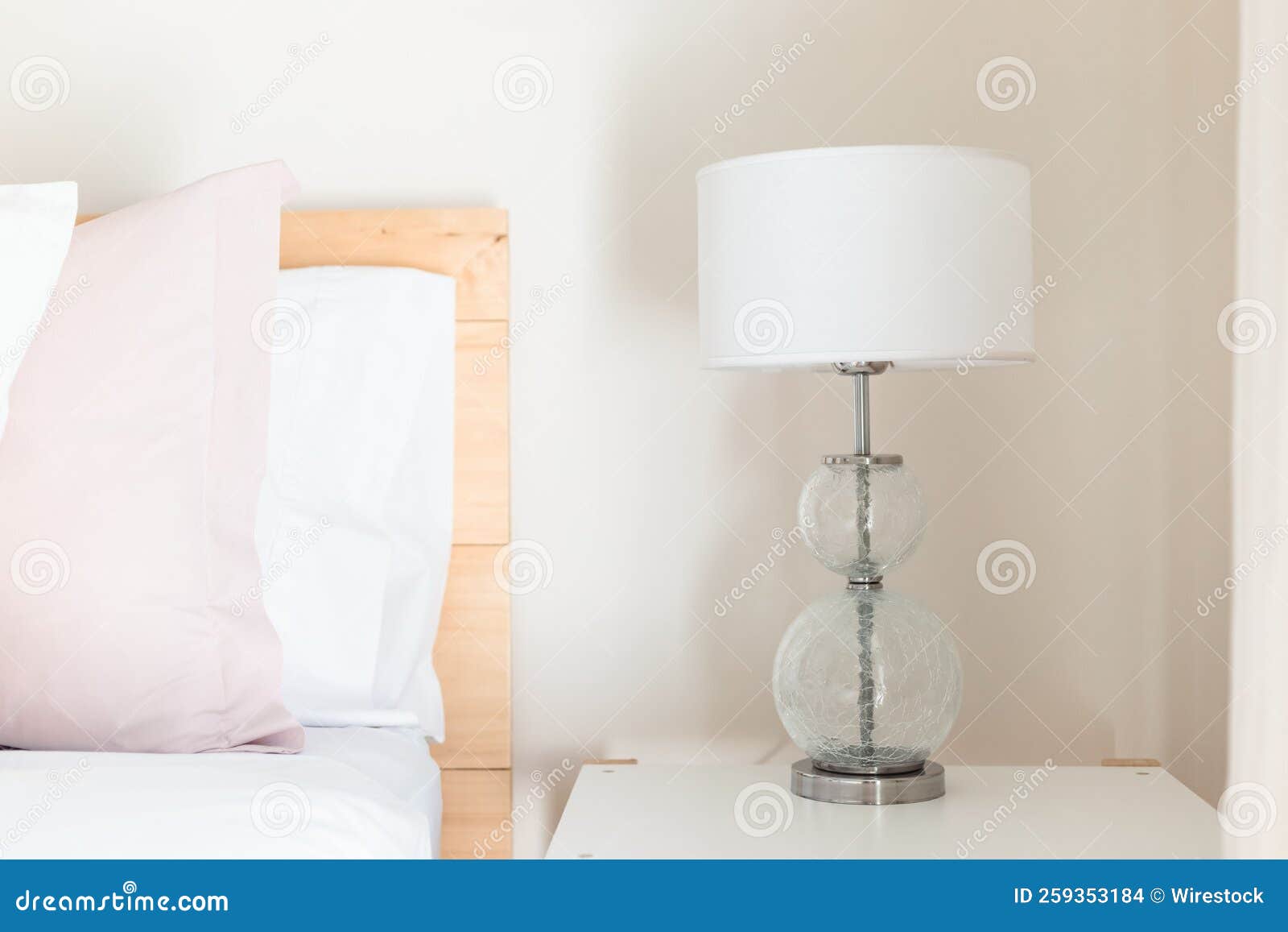 Beautiful White Lamp on a Nightstand Stock Photo - Image of room, lamp ...