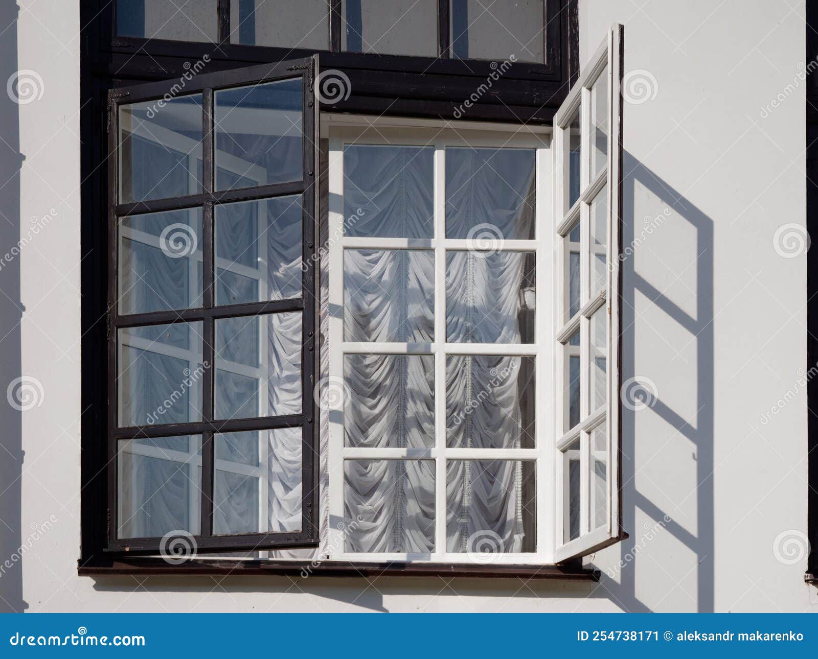 Beautiful White Large Wooden Window of a Large House Stock Image ...