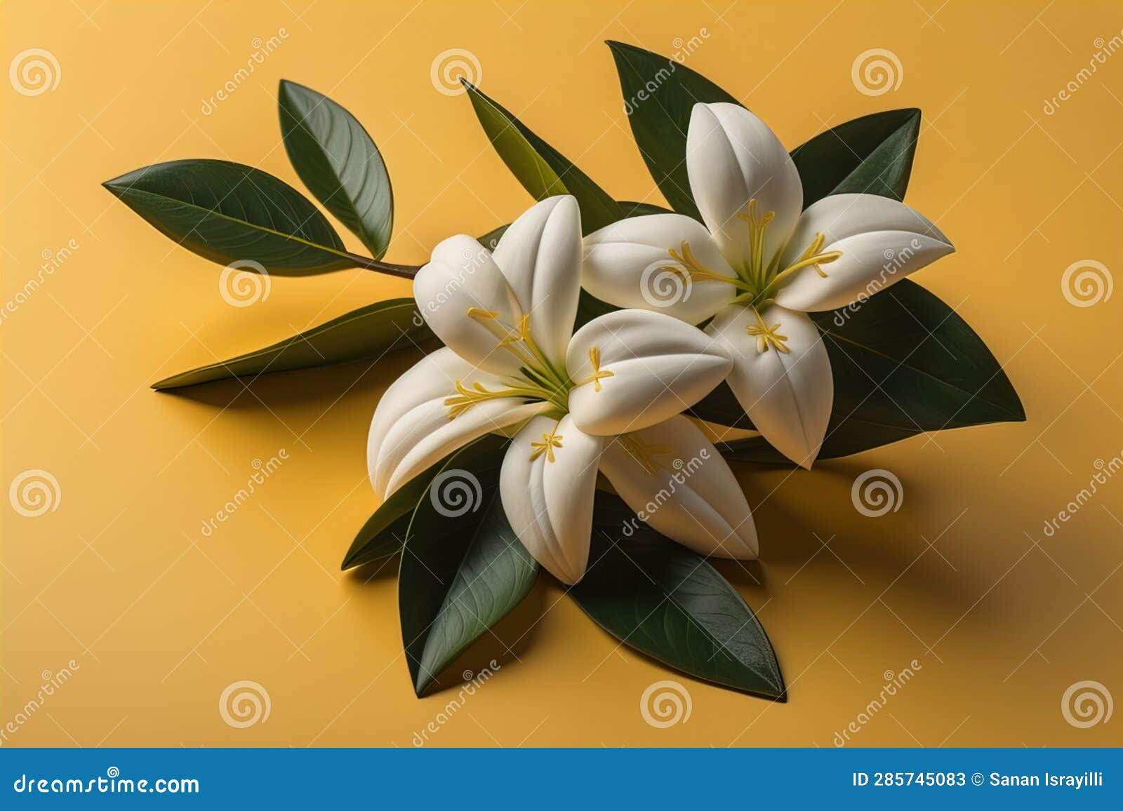Beautiful White Lilies on Solid Color Background, Closeup. Floral Decor ...