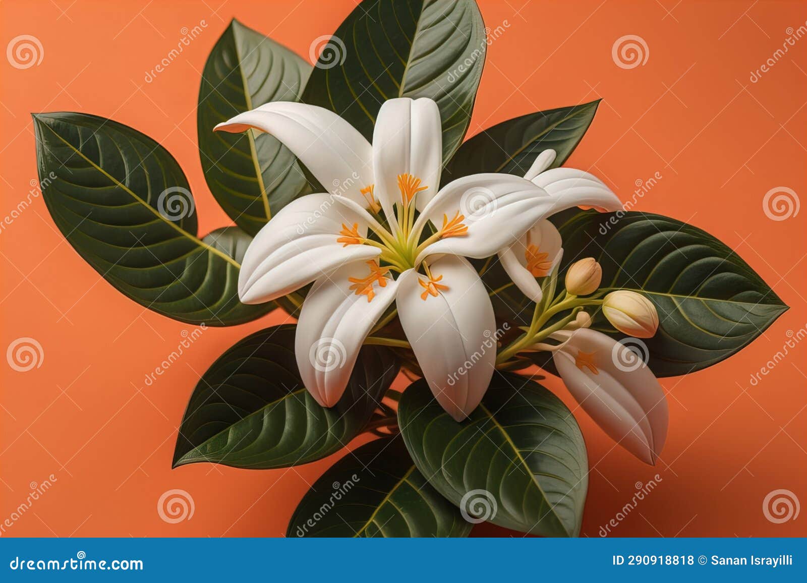 Beautiful White Lilies on Solid Color Background, Closeup. Floral Decor ...