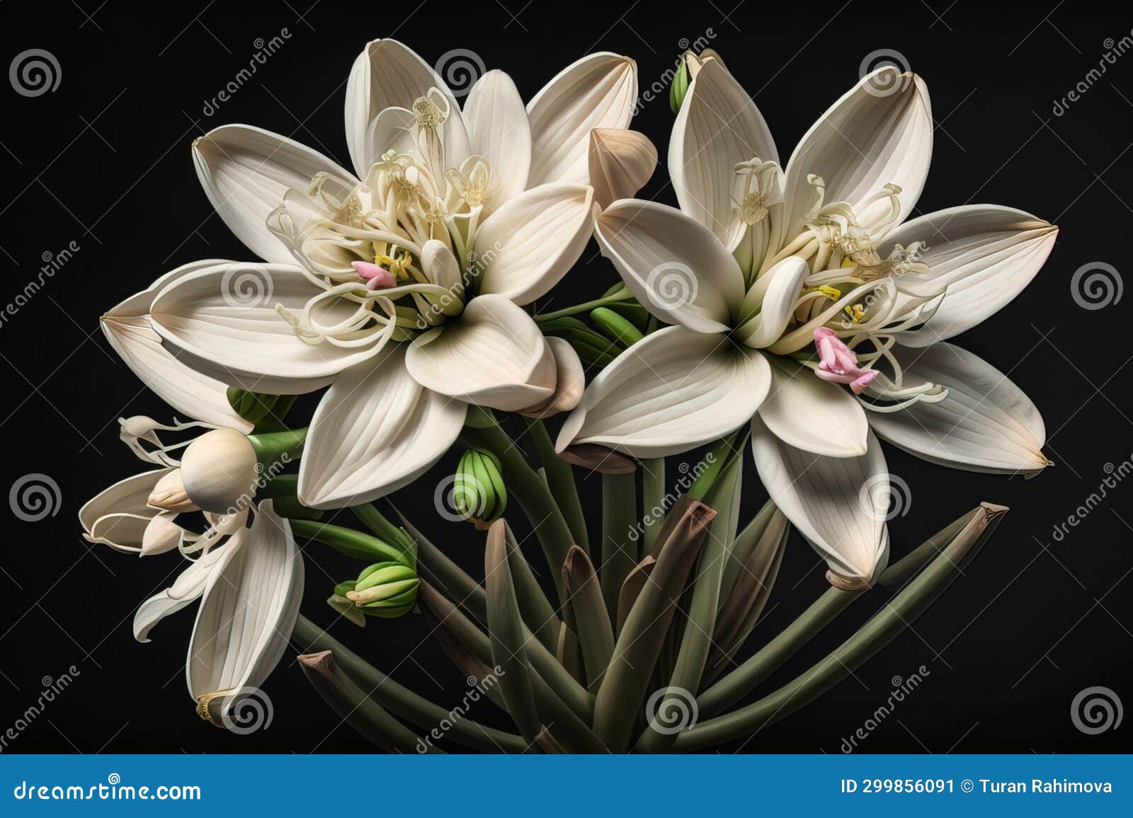 Beautiful White Lilies on Solid Color Background, Closeup. Floral Decor ...