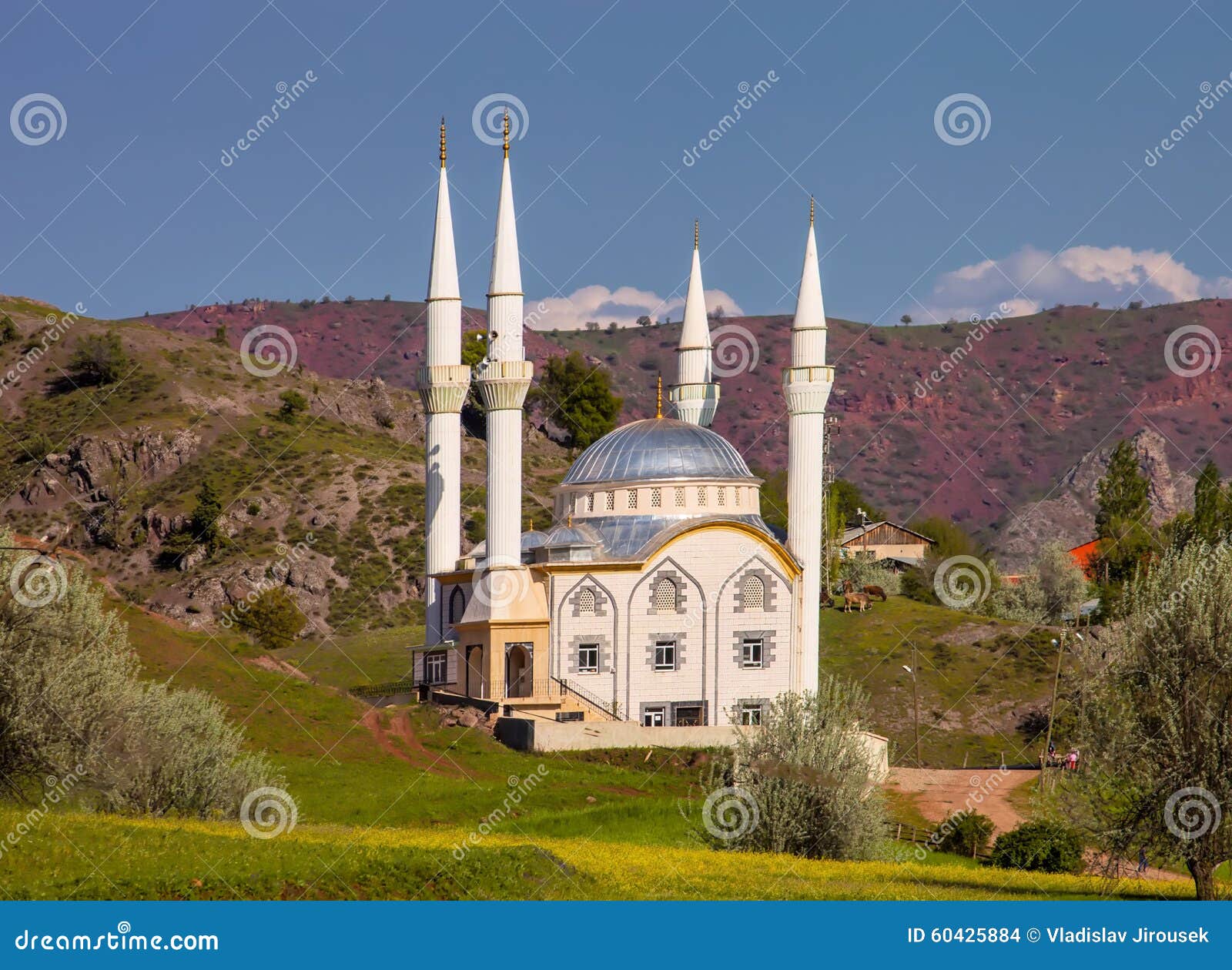 Beautiful White Mosque in Central Turkey Stock Photo - Image of history ...