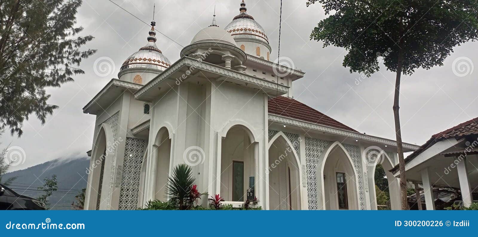 Beautiful White Mosque with Three Stock Photo - Image of white, cantik ...