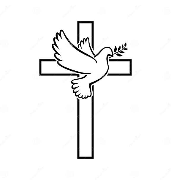 Beautiful White Peace Dove on Christian Cross Stock Vector ... Beautiful White Peace Dove on Christian Cross Stock Vector ...