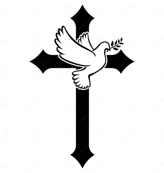 Beautiful White Peace Dove on Christian Cross Stock Vector ... Beautiful White Peace Dove on Christian Cross Stock Vector ...