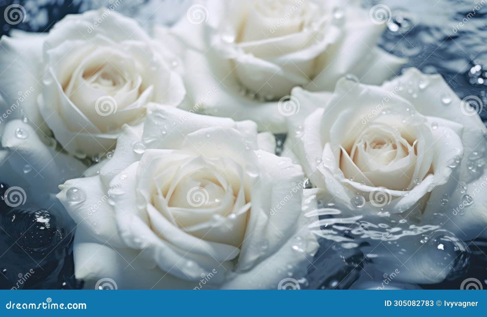 Beautiful White Roses on Water Surface, Closeup. Romantic Background ...