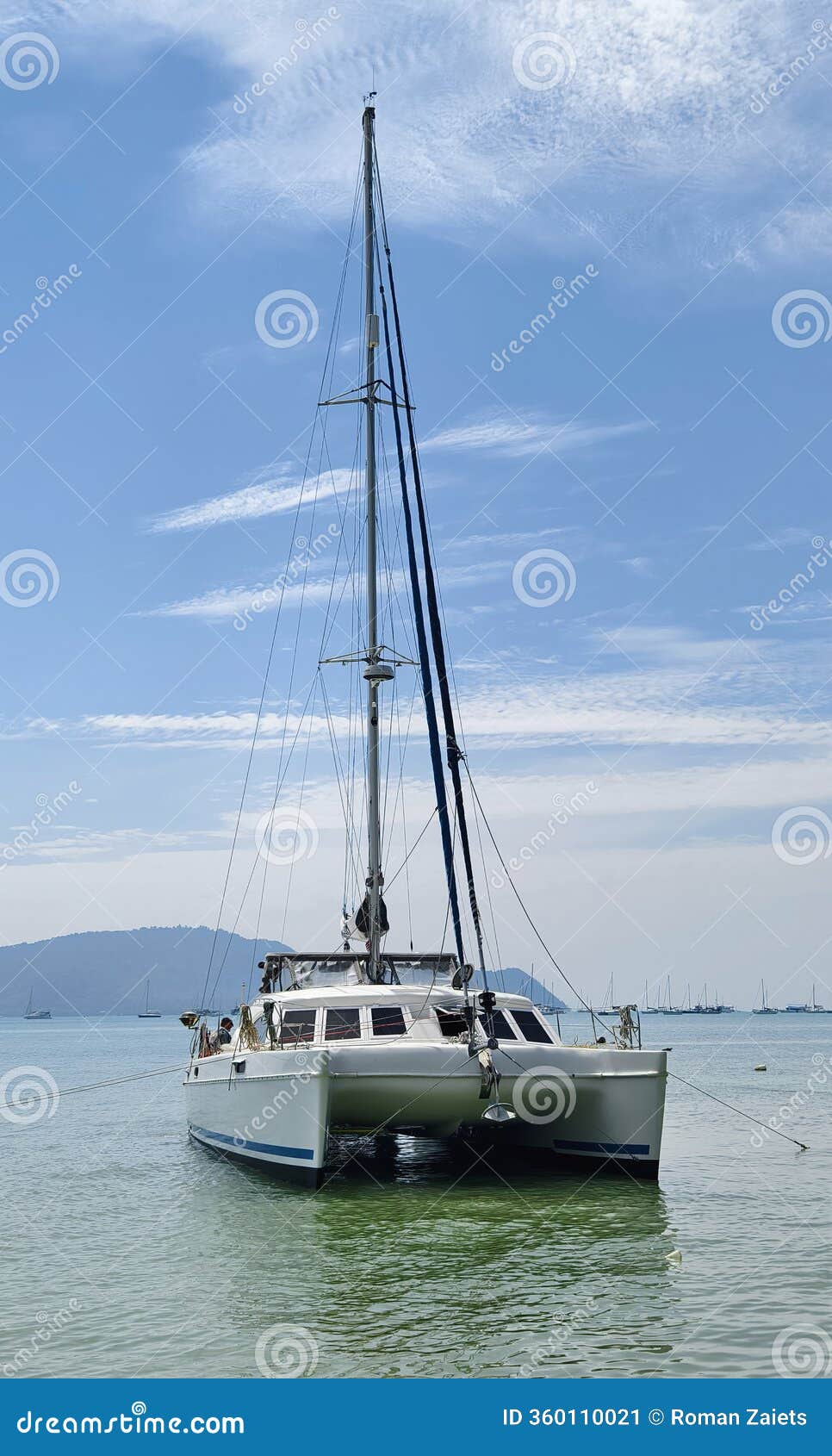 A Beautiful White Sailing Boat Gracefully through the Water Stock Image ...