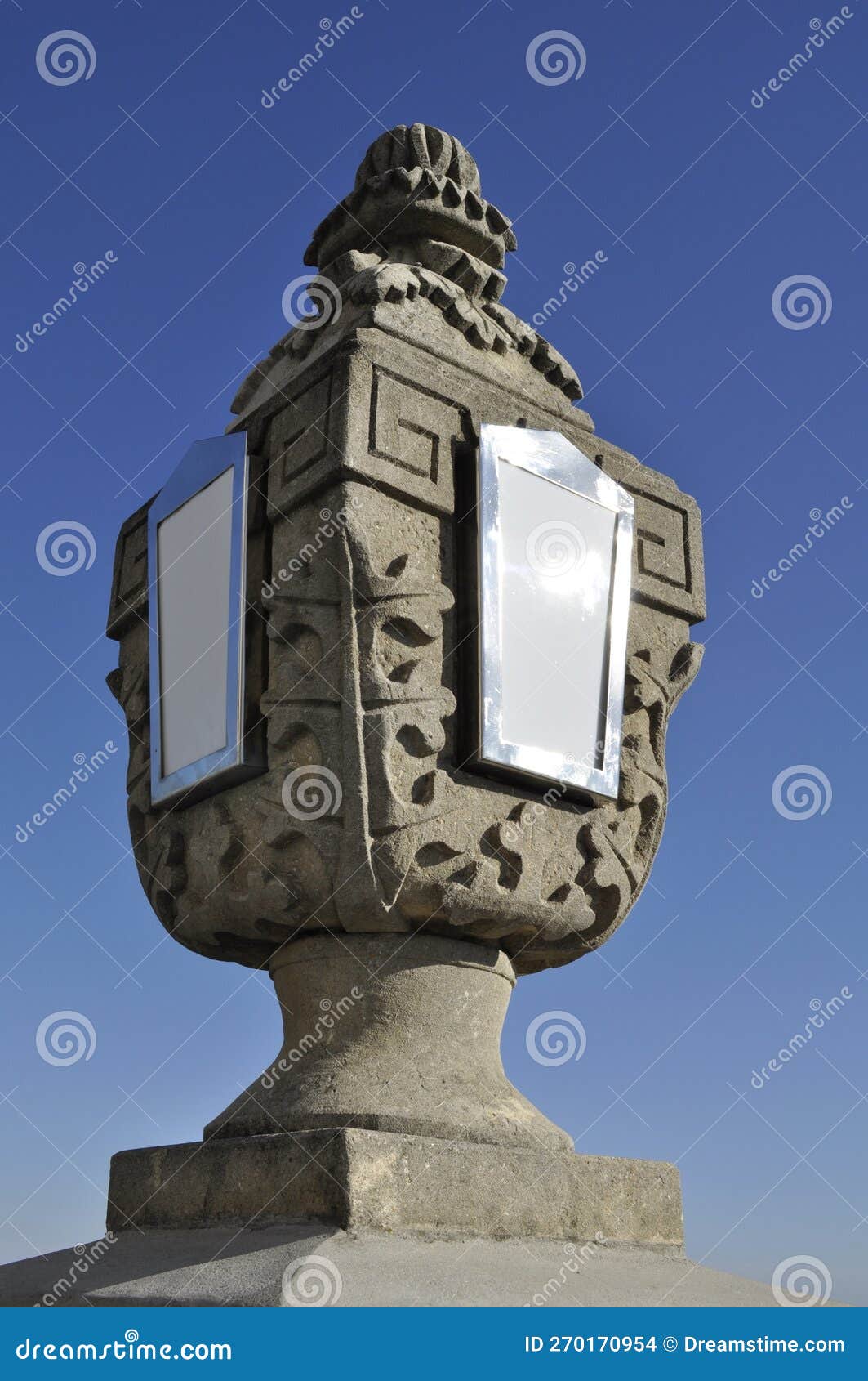 Beautiful Big Stone Lantern in Line on Blue Sky Background Stock Photo ...