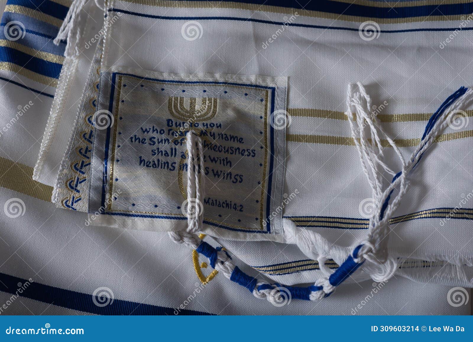 A Beautiful White Tallith Wth the Malachi 4:2 Verses on it. Stock Photo ...