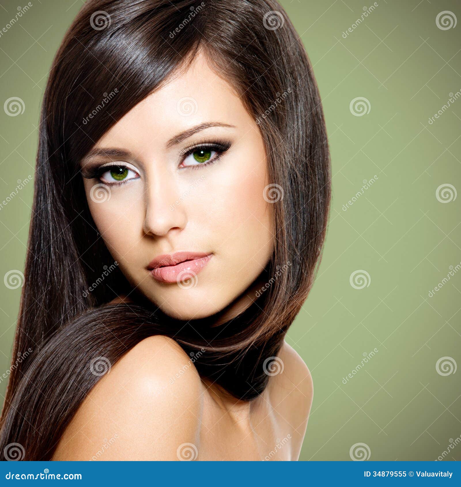 Beautiful White Woman With Long Brown Hair Stock Image Image Of