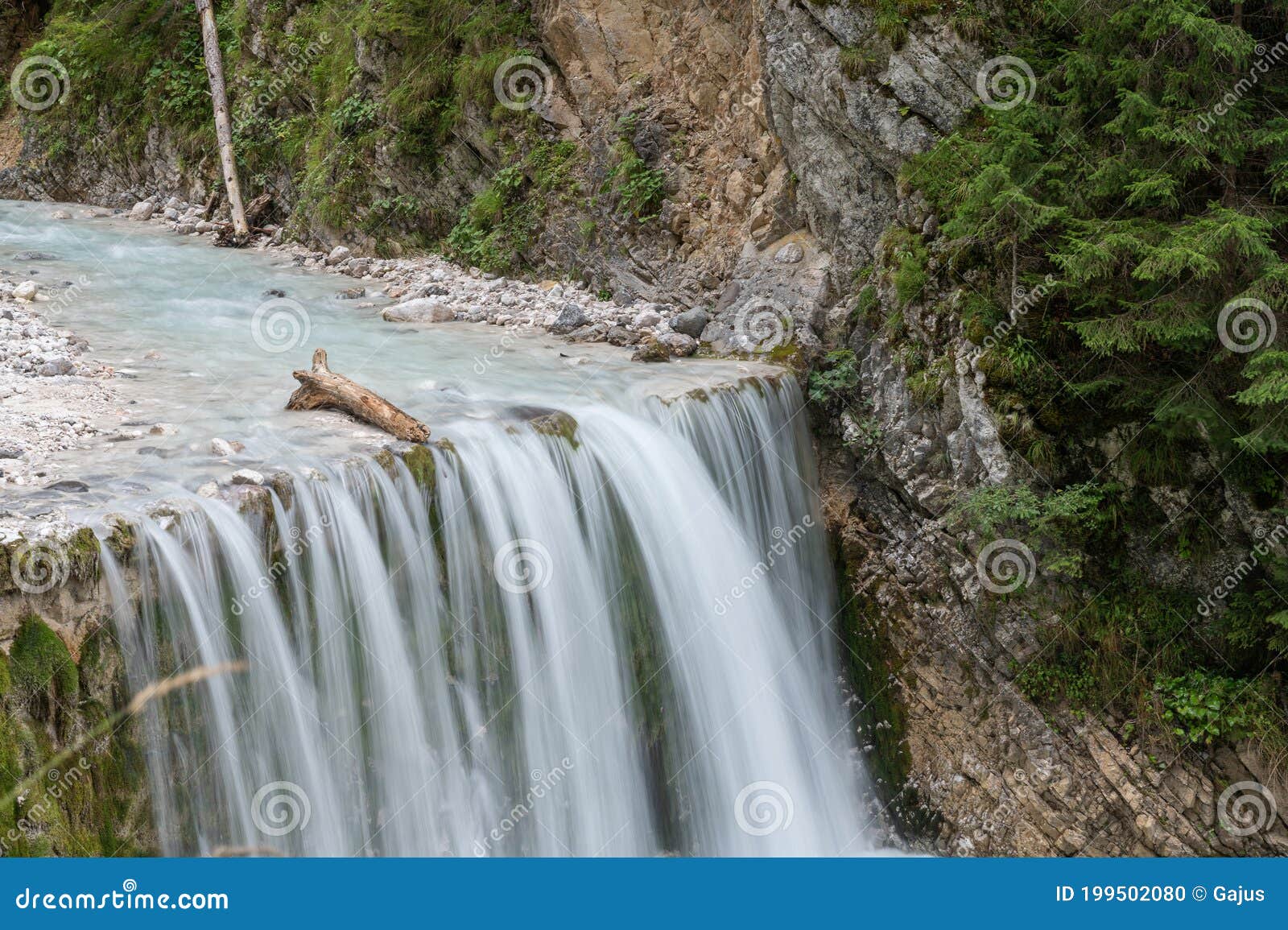 Beautiful Wide Waterfall Falling in Rocky Nature Stock Photo - Image of ...