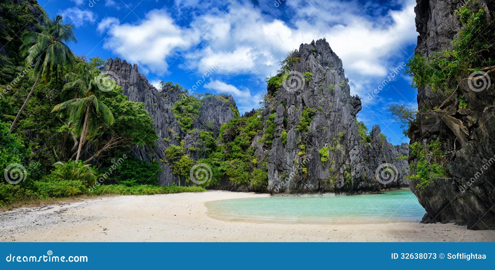 Beautiful Wild Beach among the Rocks of El Nido.Philippines Stock Image ...