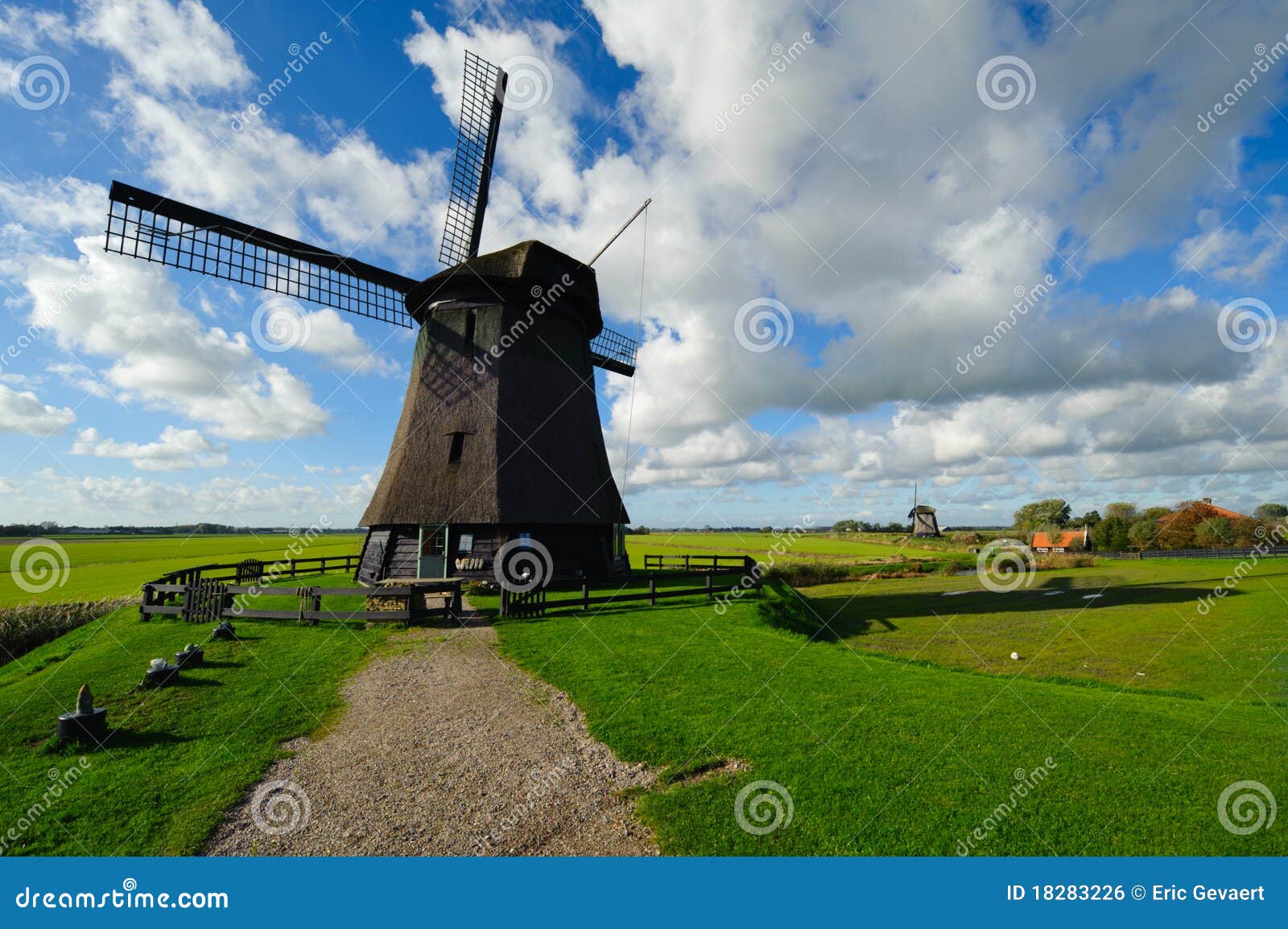 Beautiful Windmill Landscape in the Netherlands Stock Photo - Image of ...