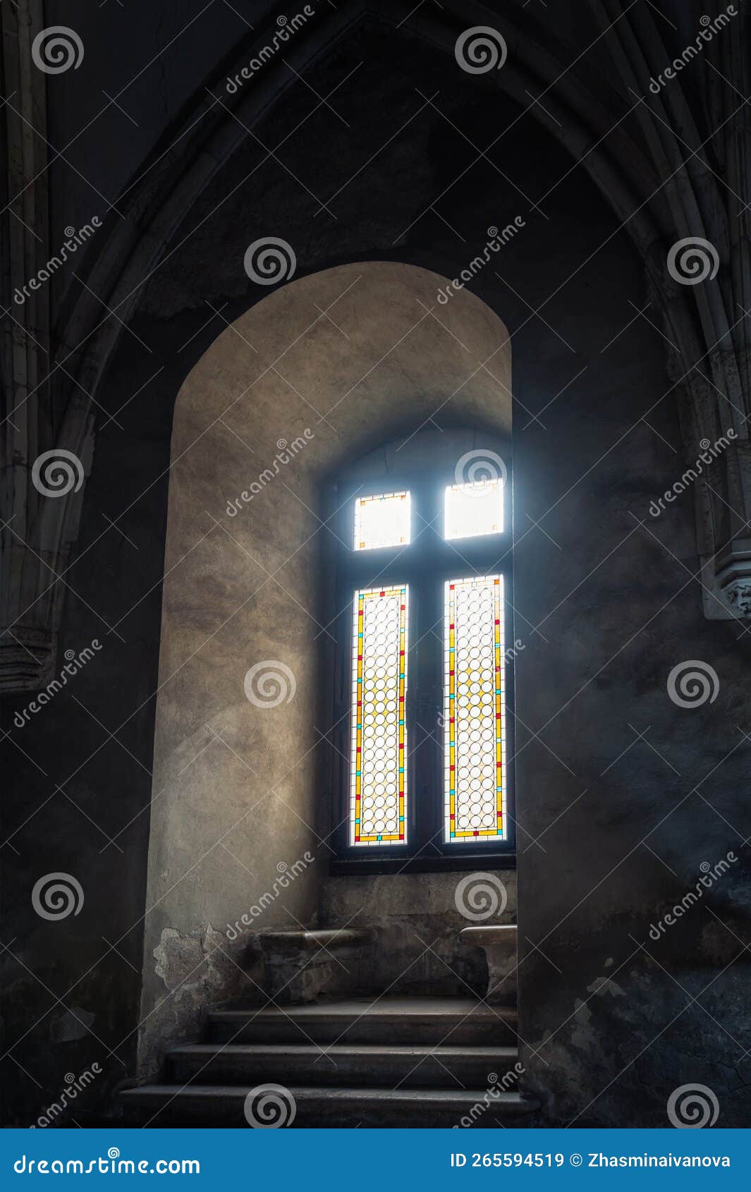 Window. Corvin`s Castle Or Hunyadi Castle In Hunedoara, The Residence ...