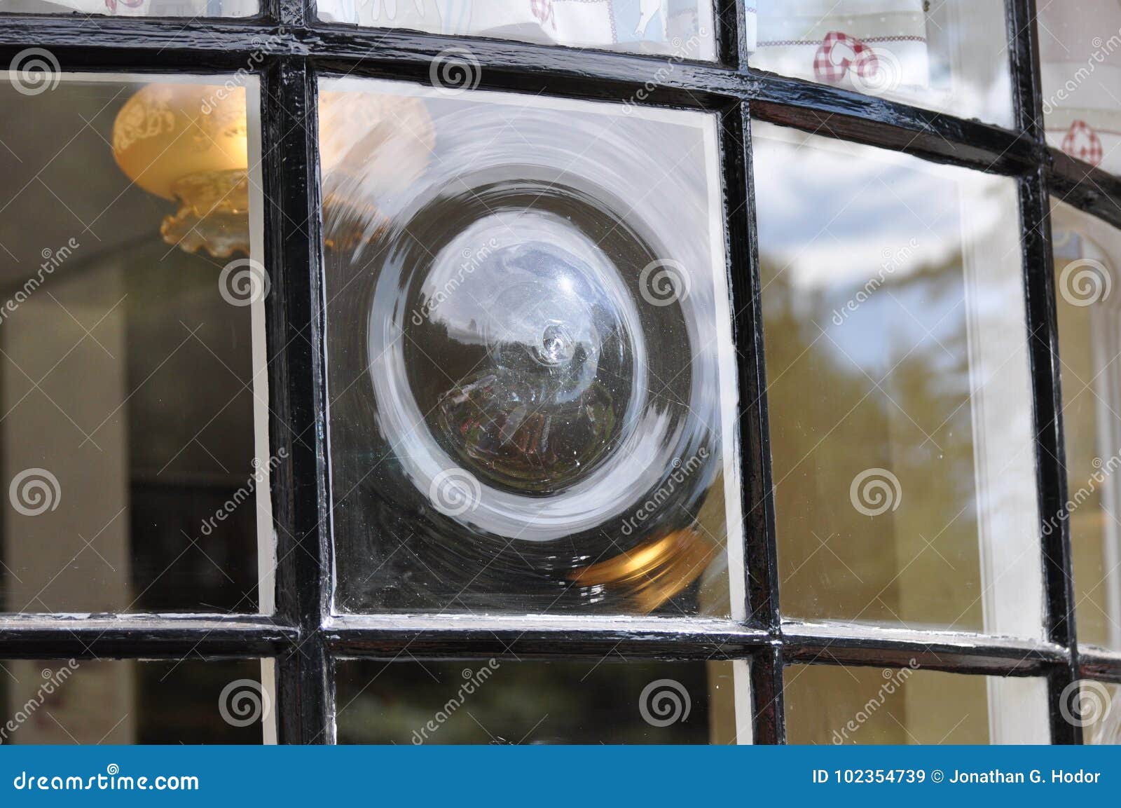 Antique Crown Glass Bakery Window Stock Image - Image of round, tearoom ...