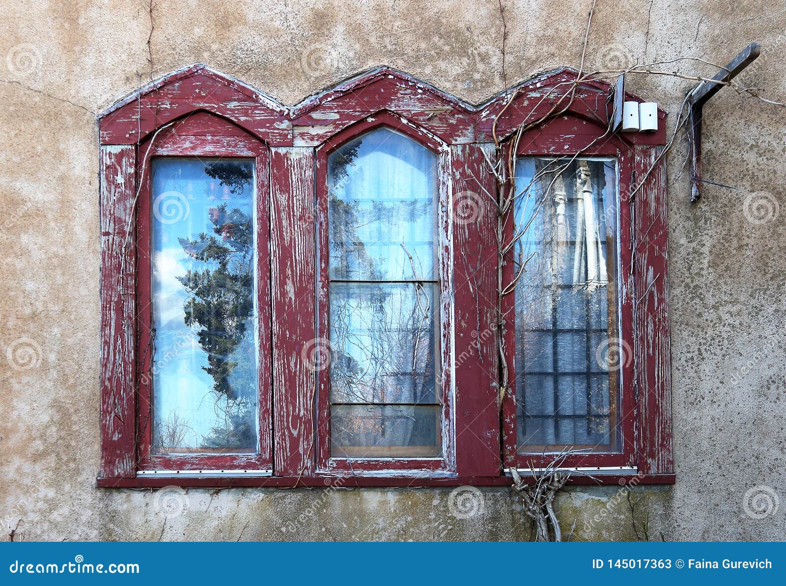 Beautiful Window with Reflection in Hammond Castle Stock Image - Image ...