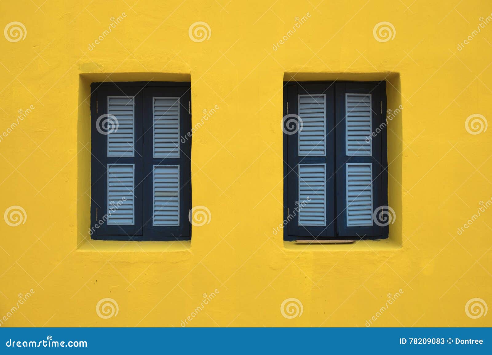 Beautiful Window on Yellow Wall Stock Image - Image of city, beautiful ...