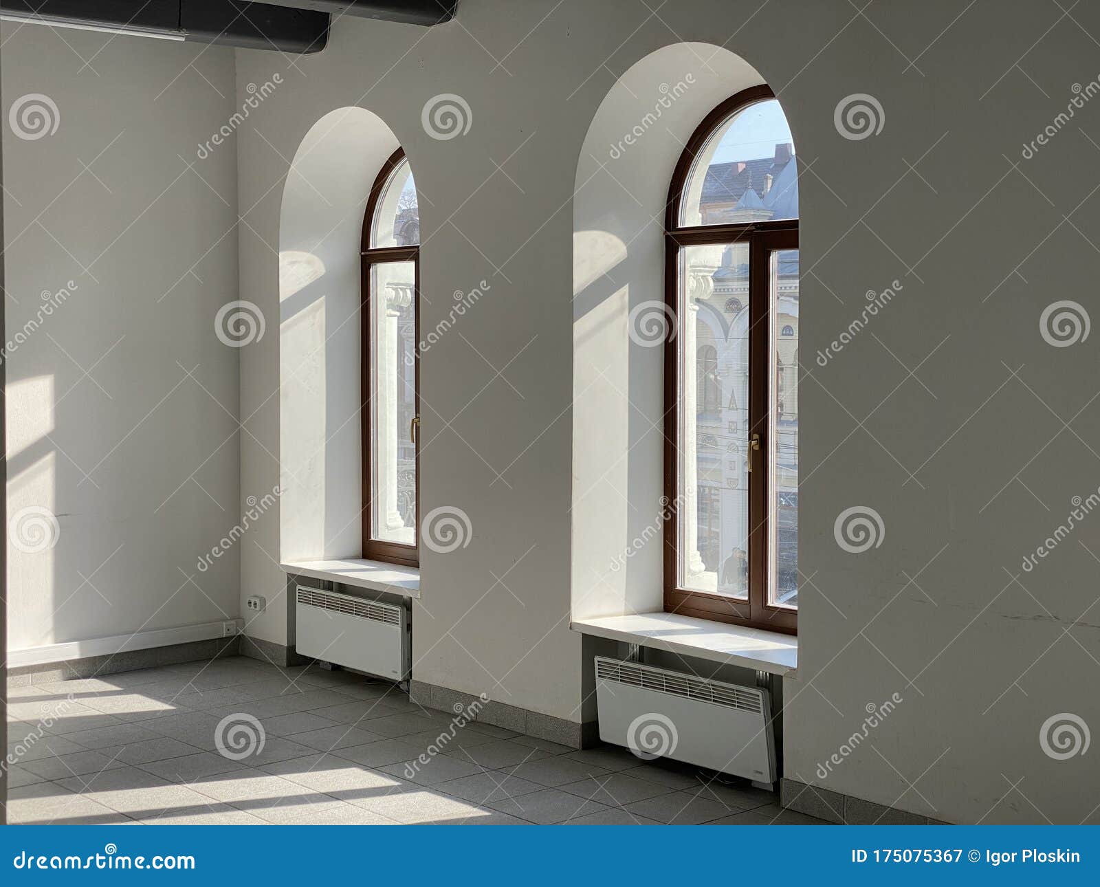 Beautiful Windows in an Empty Office Stock Image - Image of ...