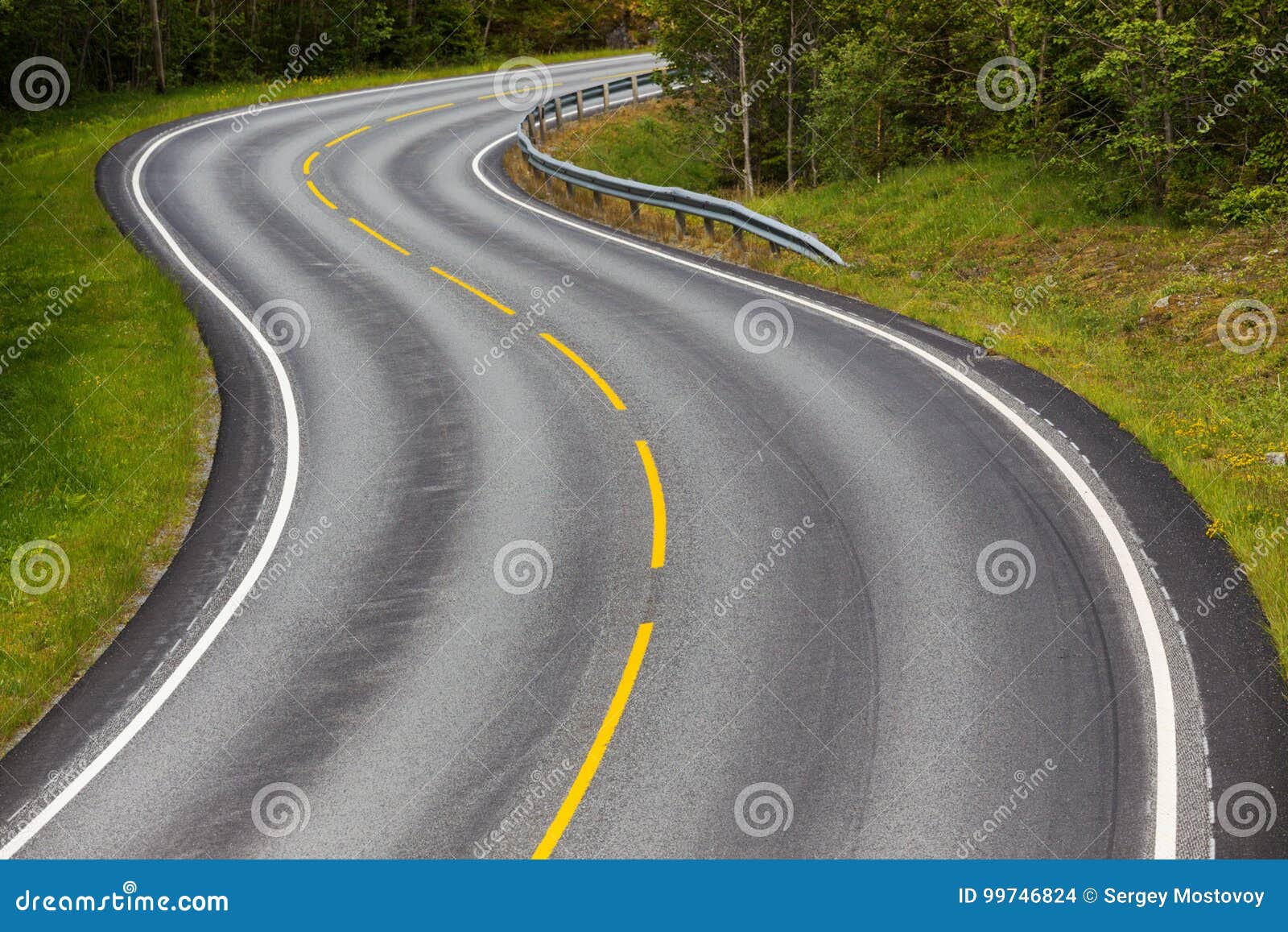 Windy road stock photo. Image of highway, road, roadway - 99746824