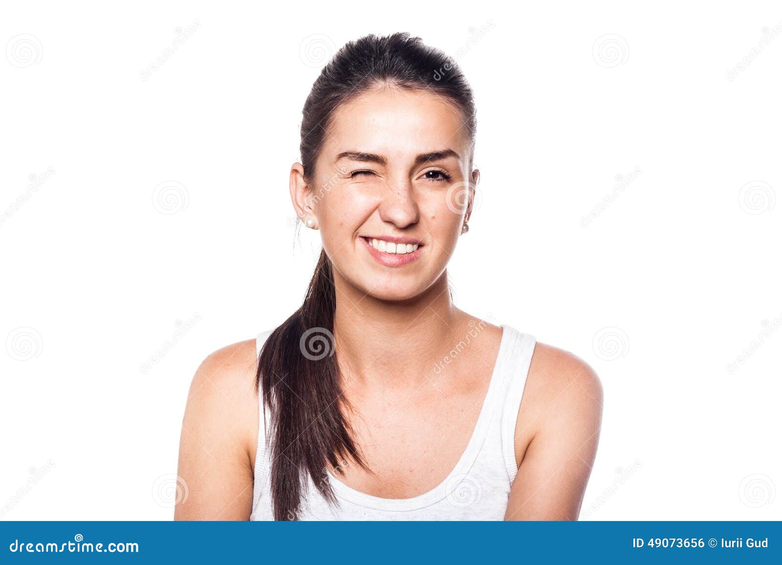 Beautiful winking girl stock photo. Image of expressive - 49073656