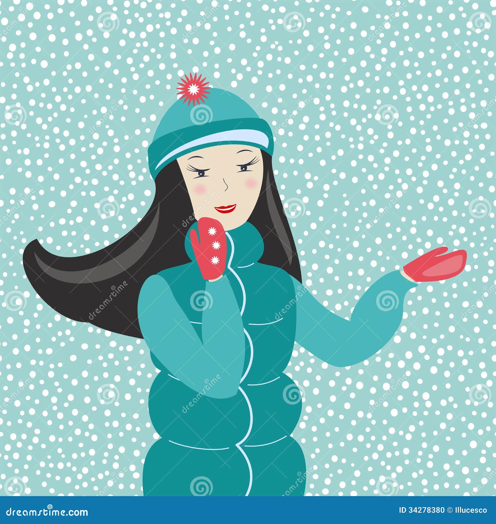 Beautiful winter girl stock vector. Illustration of little - 34278380