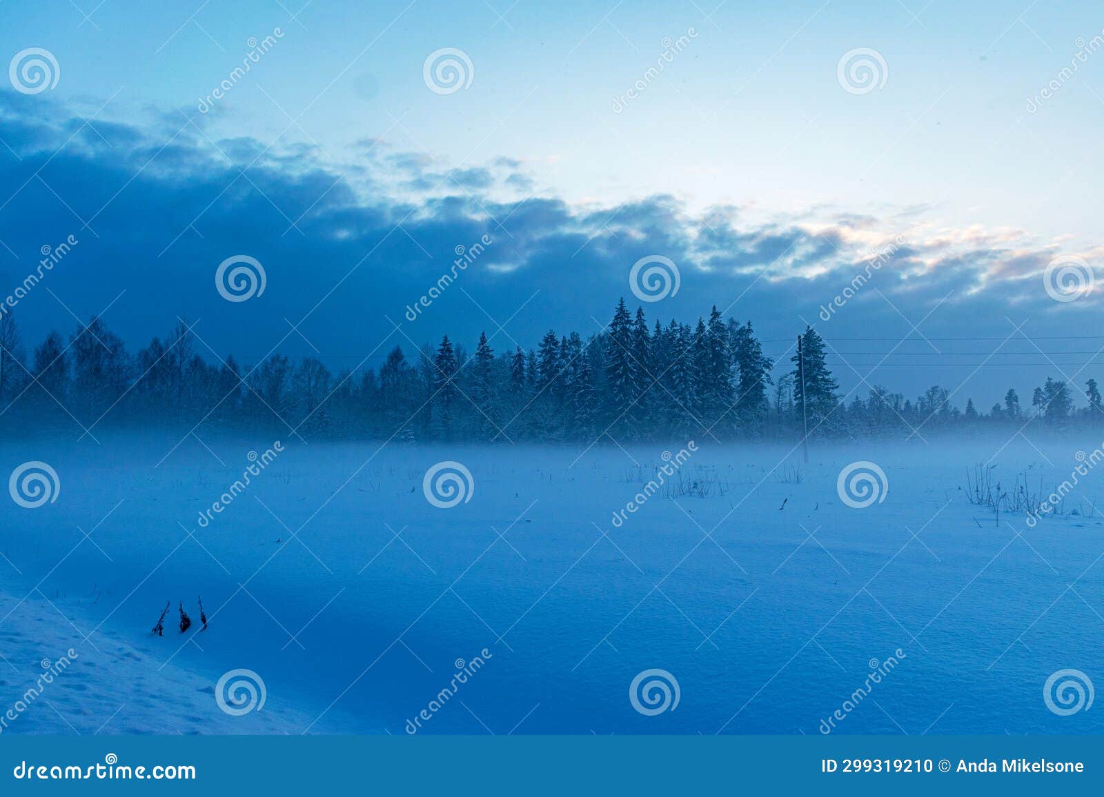 Beautiful Winter Landscape, Blue Hour, Dusk Stock Photo - Image of ...