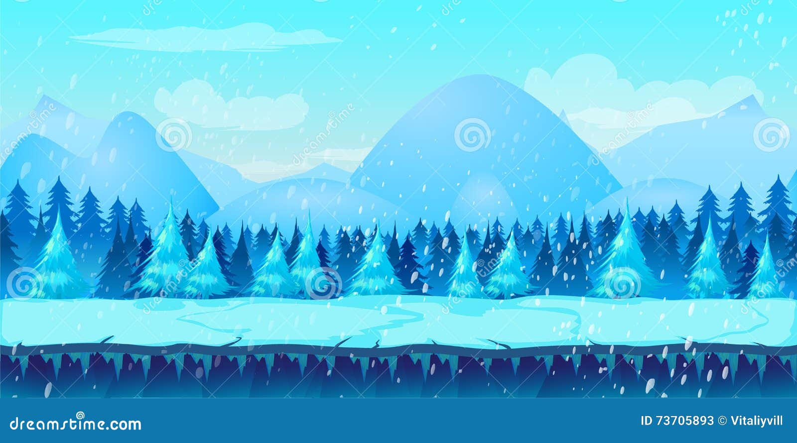 Beautiful Winter Landscape 2d Game Application. Stock Vector ...
