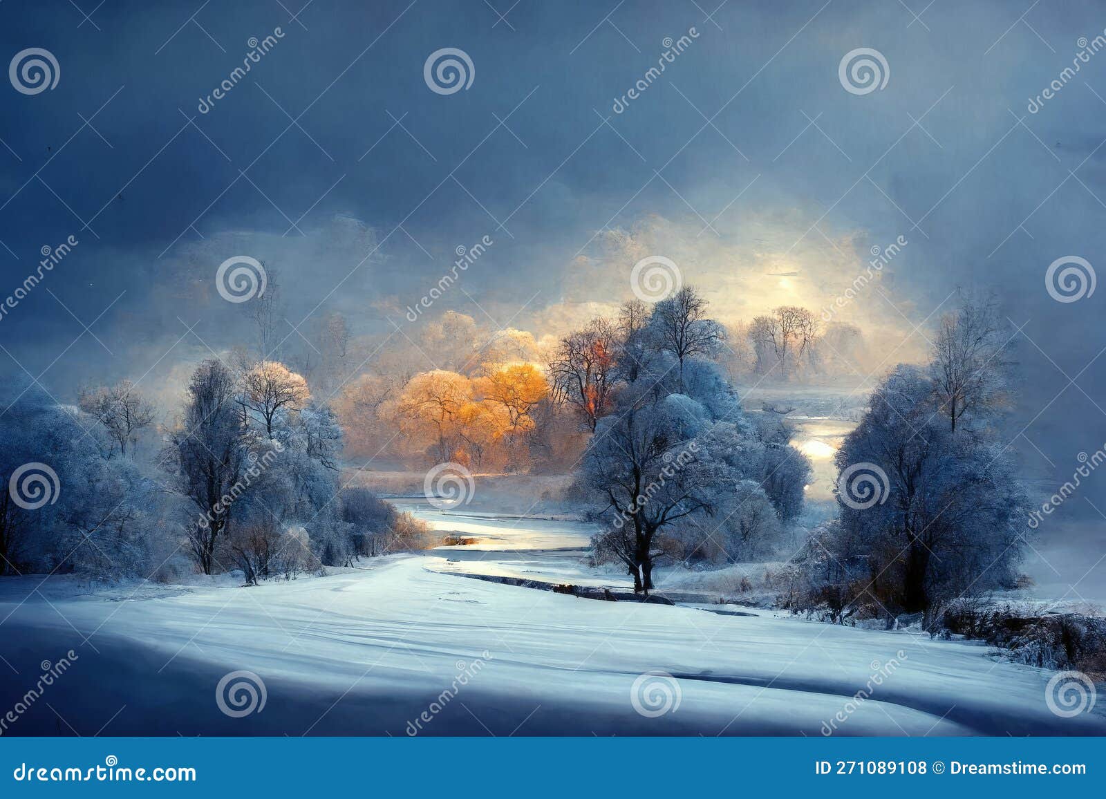 Beautiful Winter Landscape. Digital Art. Stock Illustration ...