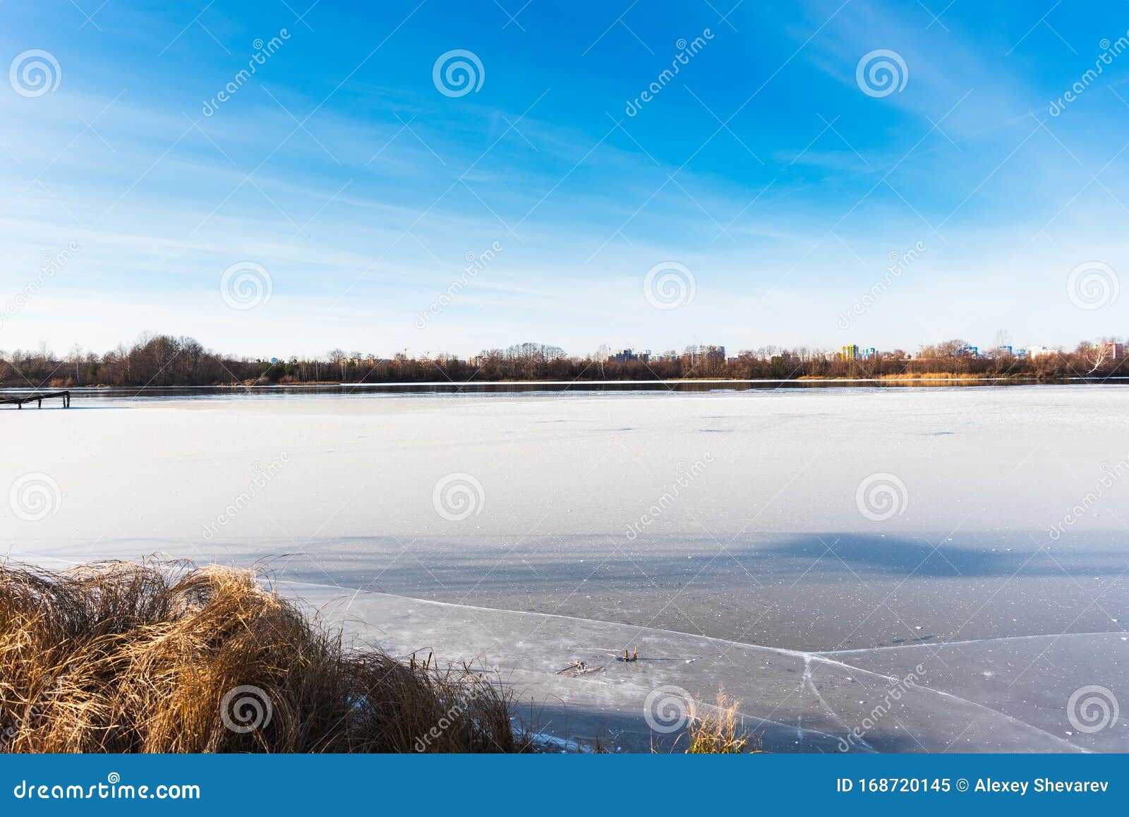 Beautiful Winter Landscape of Ice-covered River Stock Image - Image of ...
